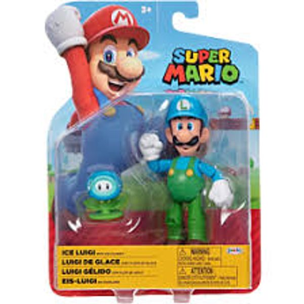 Super Mario Figur 10 cm - Ice Luigi Med Ice Flower - www.ronnys.no